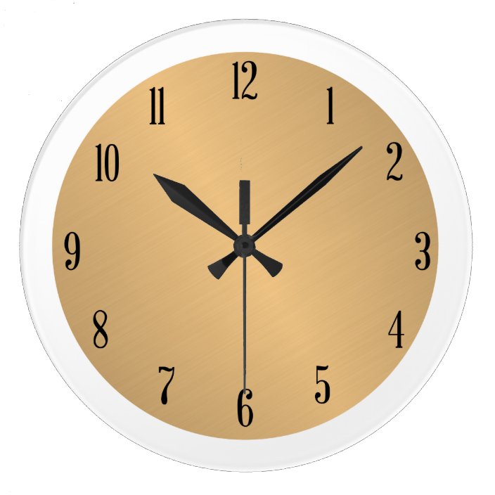 Gold Sheen Clock with White Stroke & Black Numbers | Zazzle.com