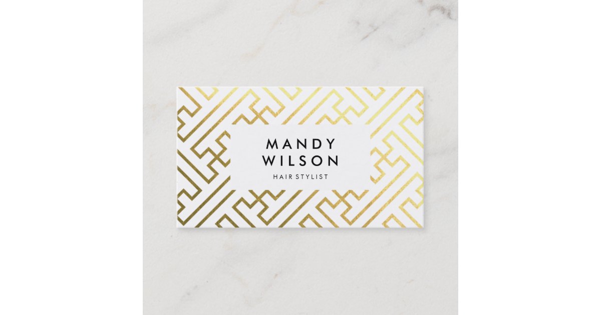 Gold Shine Geometric Pattern Business Cards | Zazzle