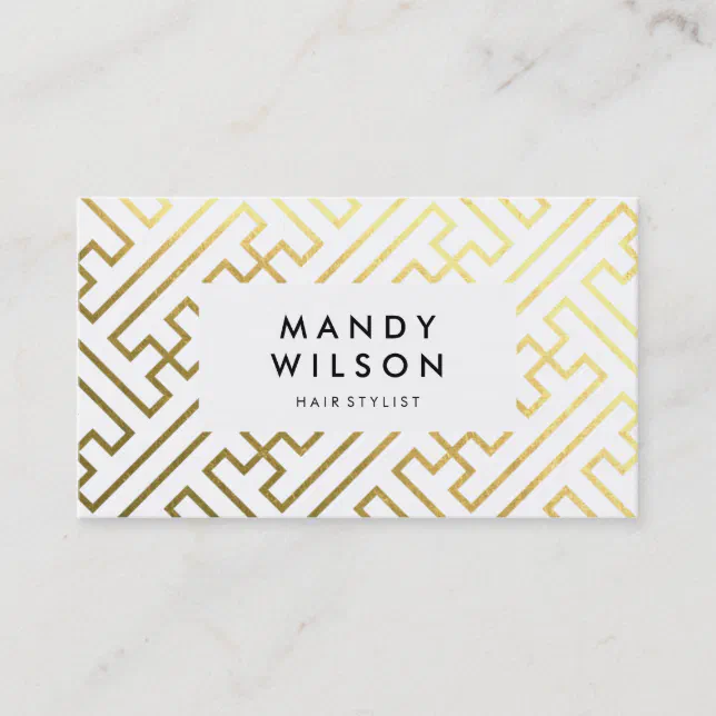 Gold Shine Geometric Pattern Business Cards | Zazzle