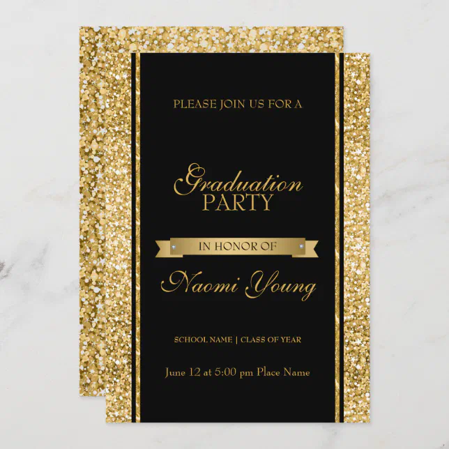 Gold Shiny Glitter Invitation | Zazzle
