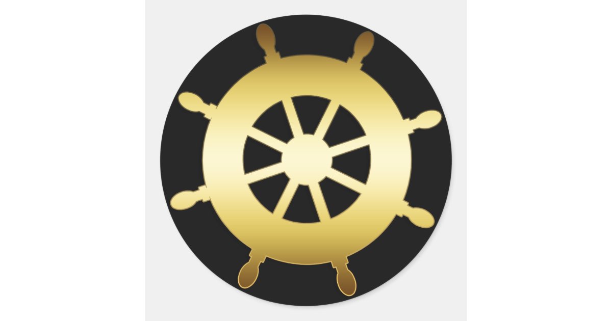 GOLD SHIP WHEEL CLASSIC ROUND STICKER | Zazzle