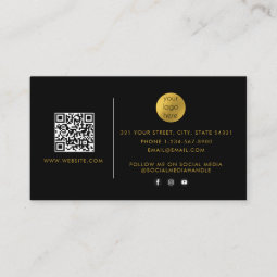 Gold Signature Script QR Code Social Media Business Card | Zazzle