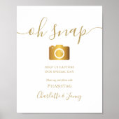 Gold Signature Script Wedding Oh Snap Sign | Zazzle
