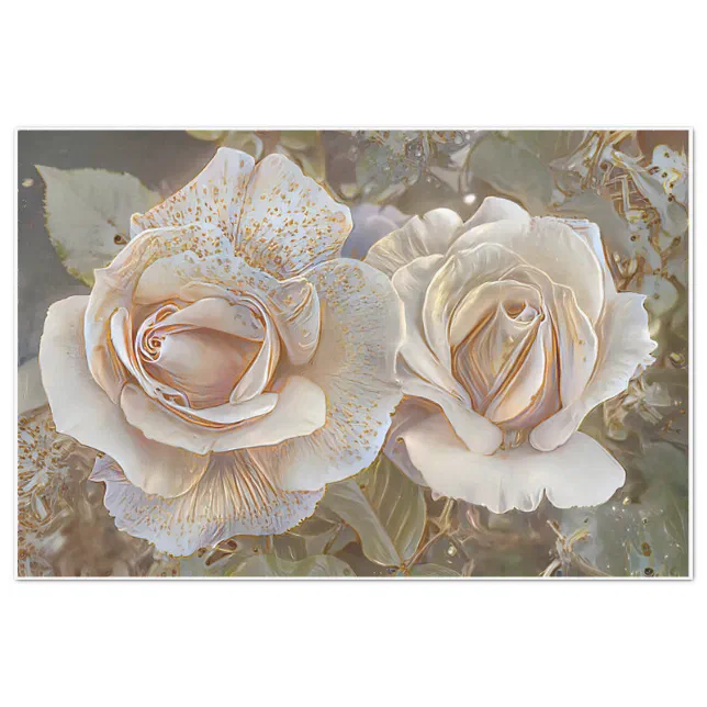 Gold Silk Beautiful Unique Roses Art Dream Tissue Paper | Zazzle