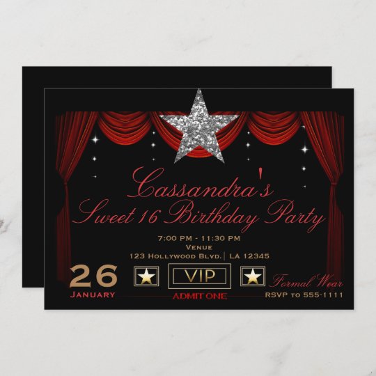 Gold Silver Black Red VIP Admit One Birthday Party Invitation | Zazzle.com