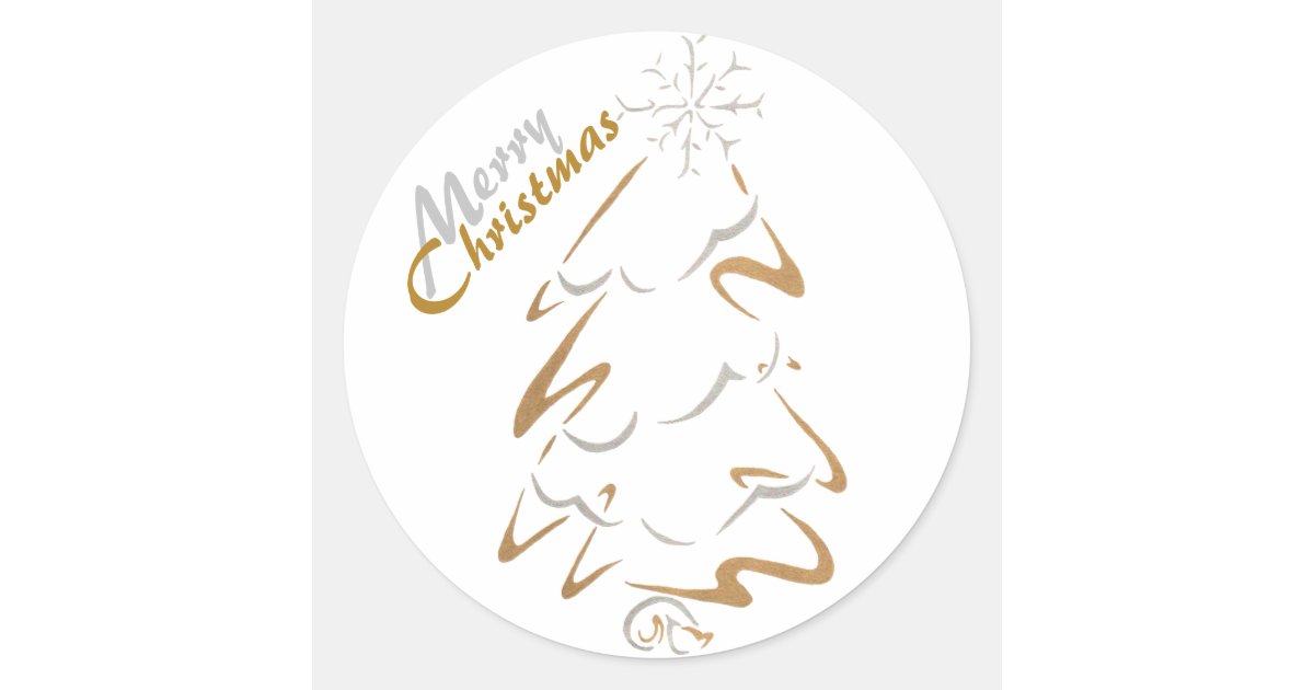 Gold & Silver Christmas Tree Classic Round Sticker | Zazzle