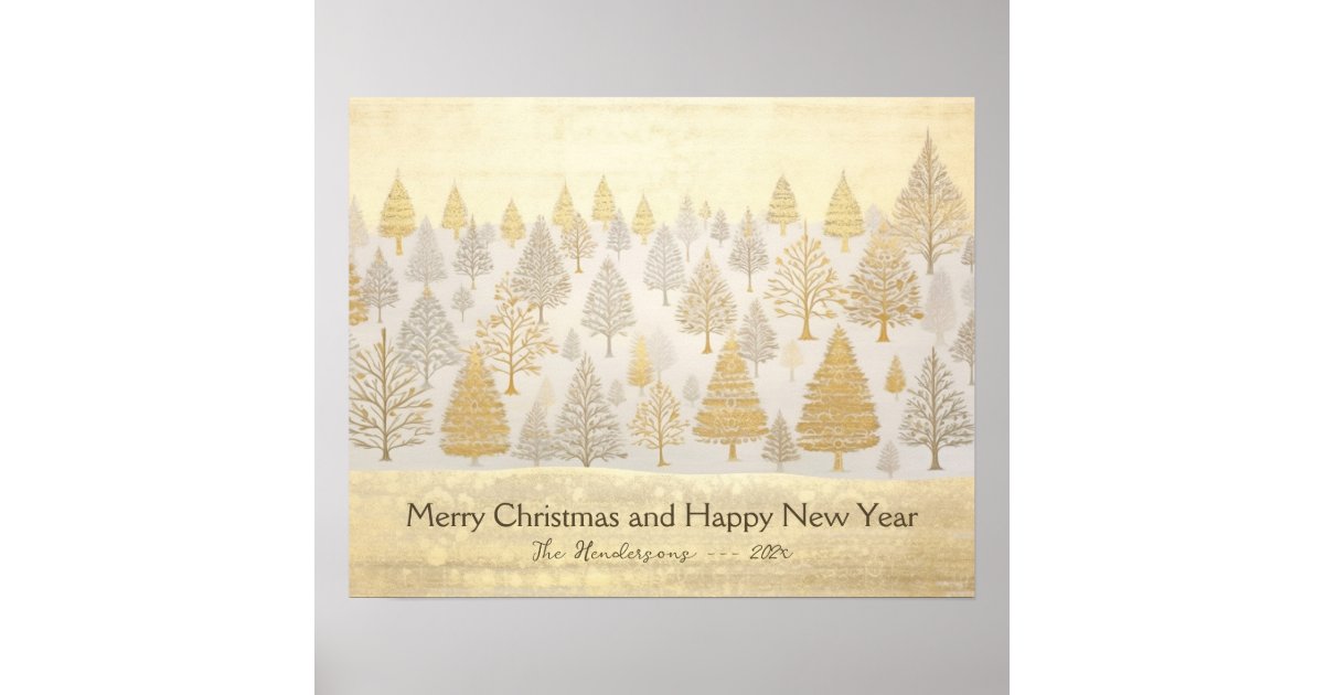 Gold Silver Christmas Trees Poster | Zazzle