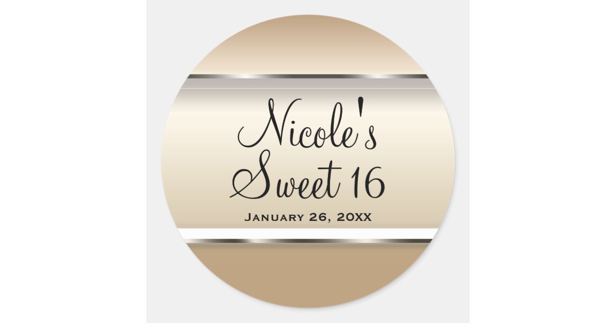 Gold & Silver Glam Wedding Birthday Party Favor Classic Round Sticker ...
