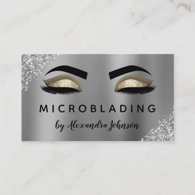Gold Silver Glitter Sparkle Eyelashes Microblading Business Card | Zazzle