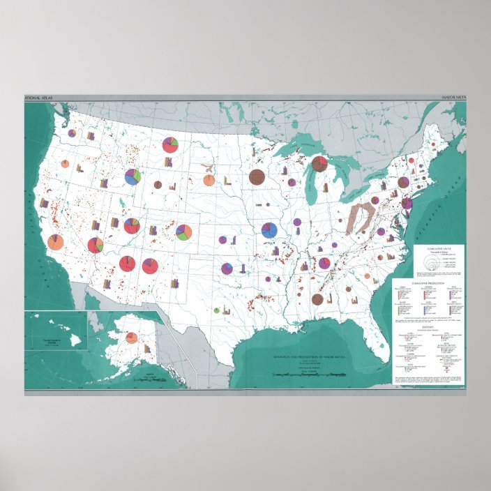 Gold Silver Major Metals Map of the United States Poster | Zazzle.com