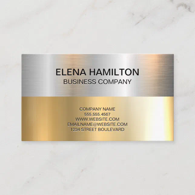 Gold Silver Metallic Shine Business Card | Zazzle