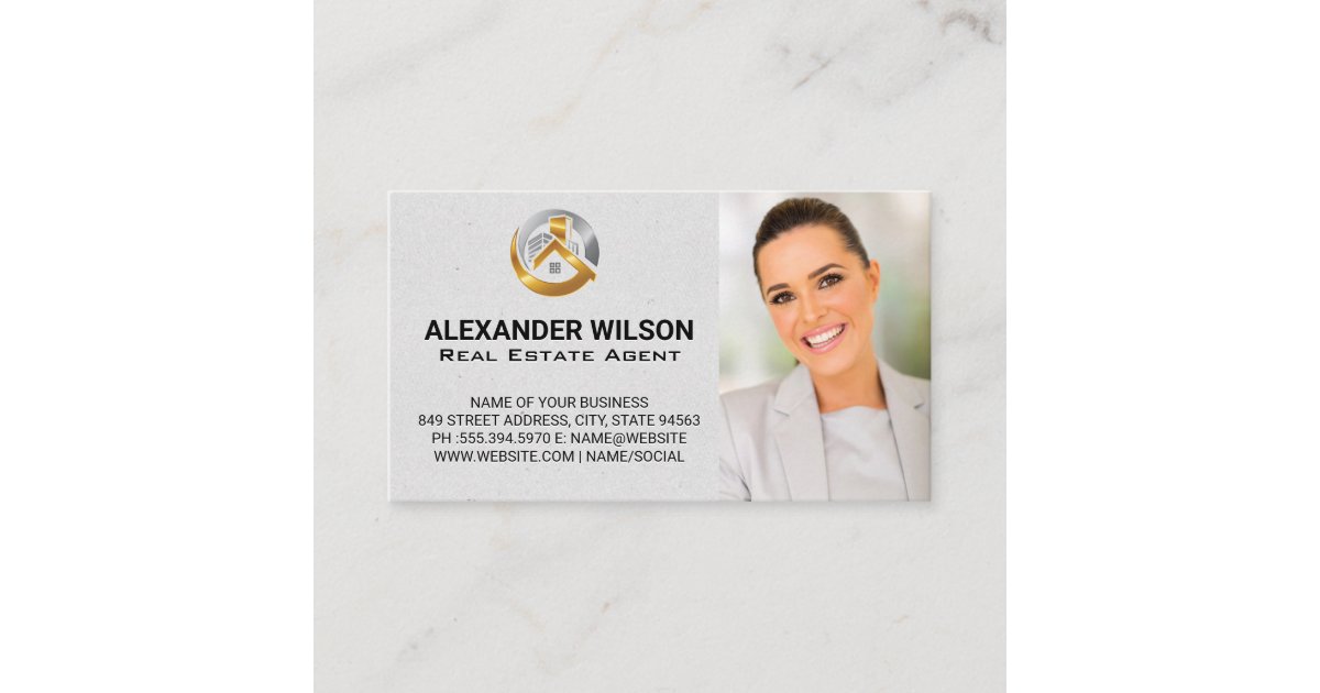 Gold Silver Real Estate Logo | Real Estate Agent Business Card | Zazzle
