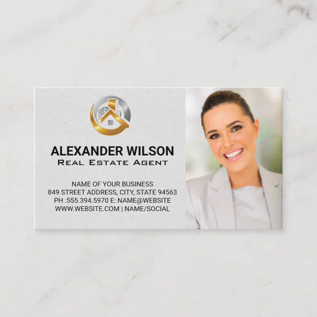 Gold Silver Real Estate Logo | Real Estate Agent Business Card | Zazzle