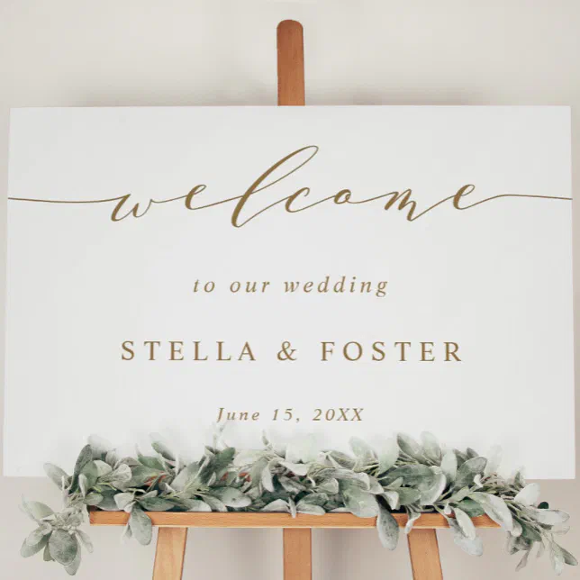 Gold Simple and Modern Wedding Welcome Foam Board | Zazzle
