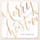 Gold Simple Calligraphy Merry Christmas Square Paper Coaster | Zazzle