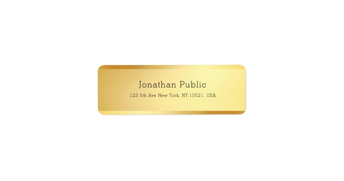 Gold Simple Modern Elegant Template Return Address Label | Zazzle