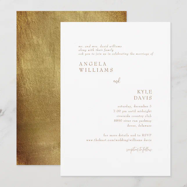 Gold Simplicity Bride Parents Wedding Invitation | Zazzle