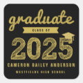 Gold Sketch Graduate Class Of 2025 Graduation Cap Square Sticker | Zazzle