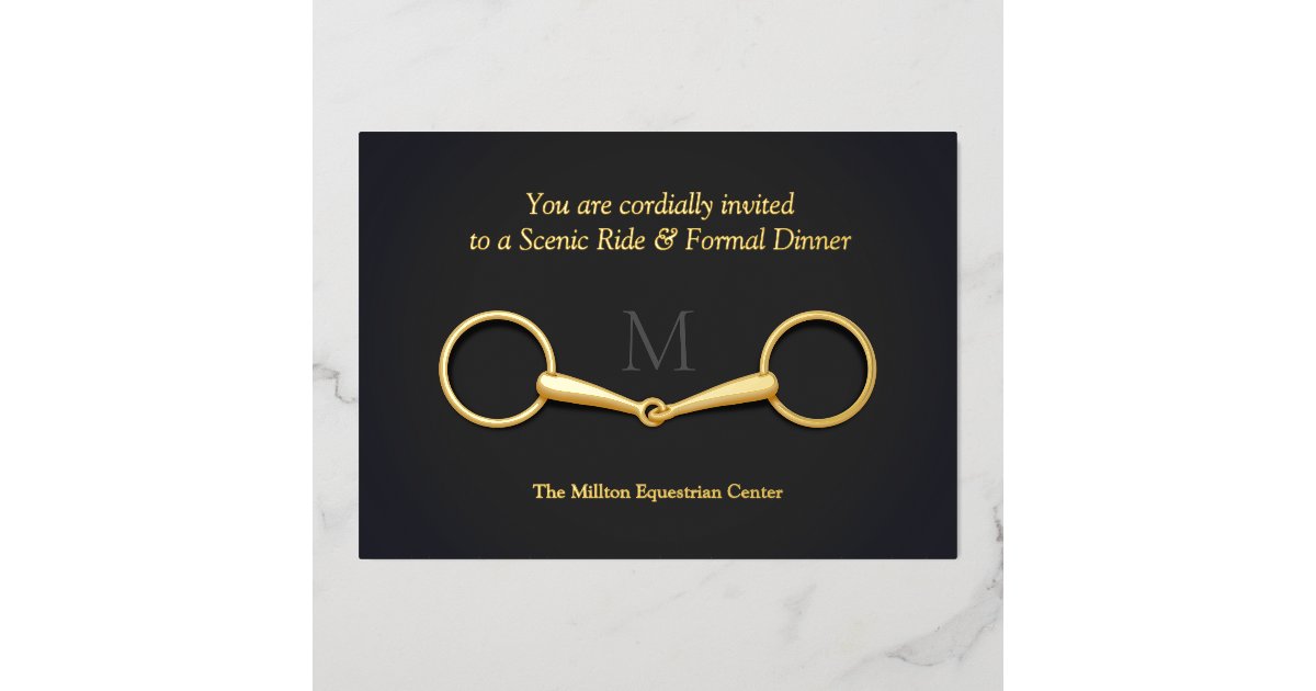 Gold Snaffle Bit Elegant Equestrian Monogrammed Foil Invitation | Zazzle