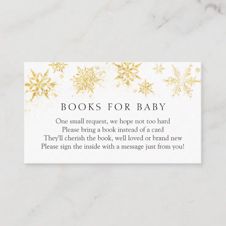 Gold Snowflake Books for Baby insert card | Zazzle
