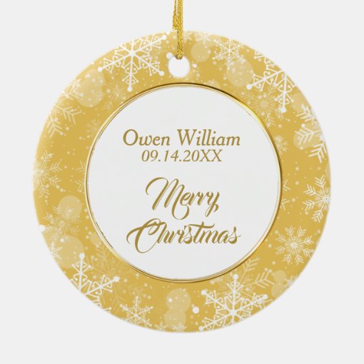 Gold Snowflake Frame Photo Template Ceramic Ornament | Zazzle