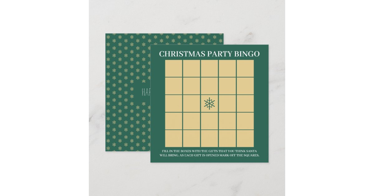 Gold Snowflakes, Christmas Party Bingo Invitation | Zazzle