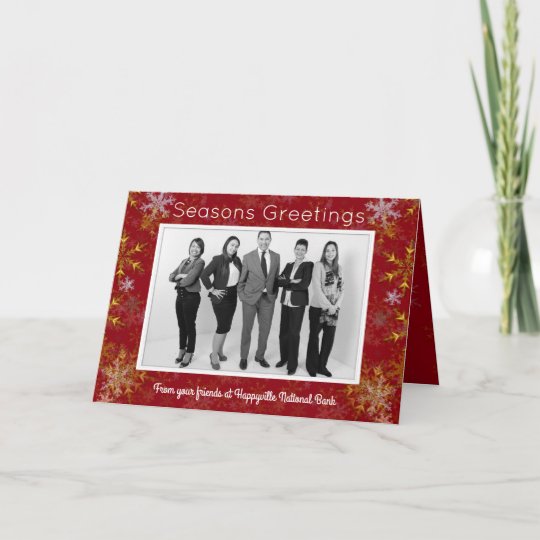 Gold Snowflakes Office Photo Corporate Christmas Holiday Card | Zazzle.com