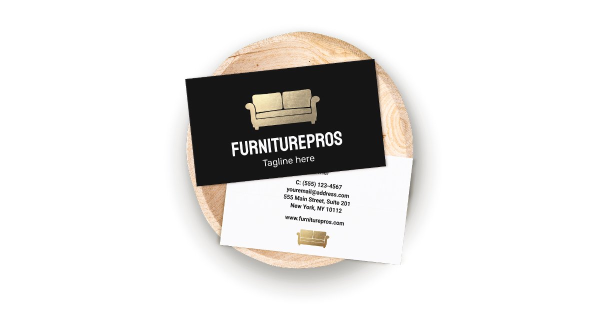 Gold Sofa | Furniture Business Card | Zazzle