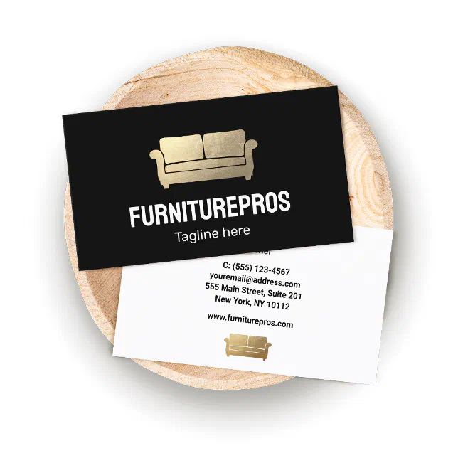 Gold Sofa | Furniture Business Card | Zazzle