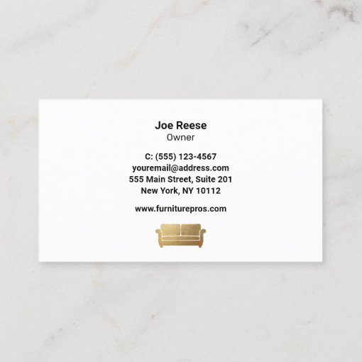 Gold Sofa | Furniture Business Card | Zazzle