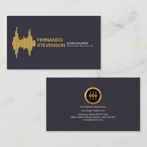 Gold Sound Wave Stylish Name Setting Business Card | Zazzle