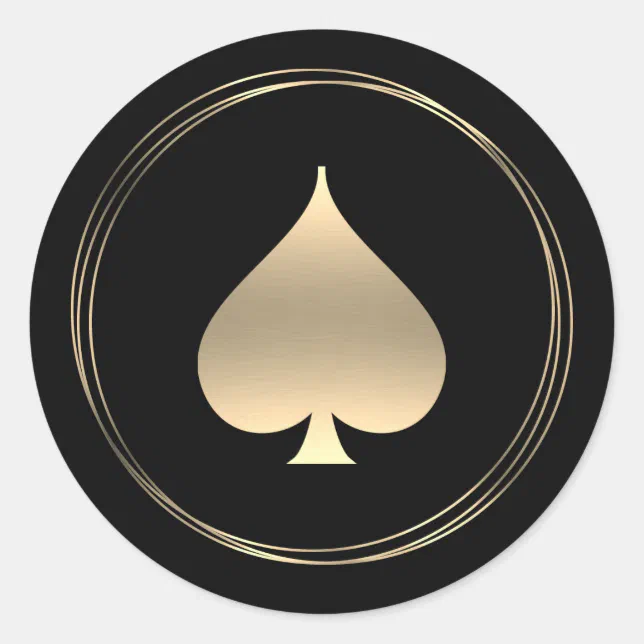 Gold Spade Symbol Classic Round Sticker | Zazzle