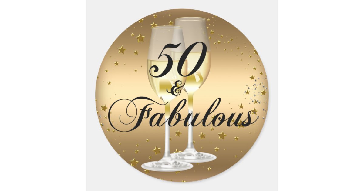Gold Sparkle 50 And Fabulous Birthday Sticker Zazzle