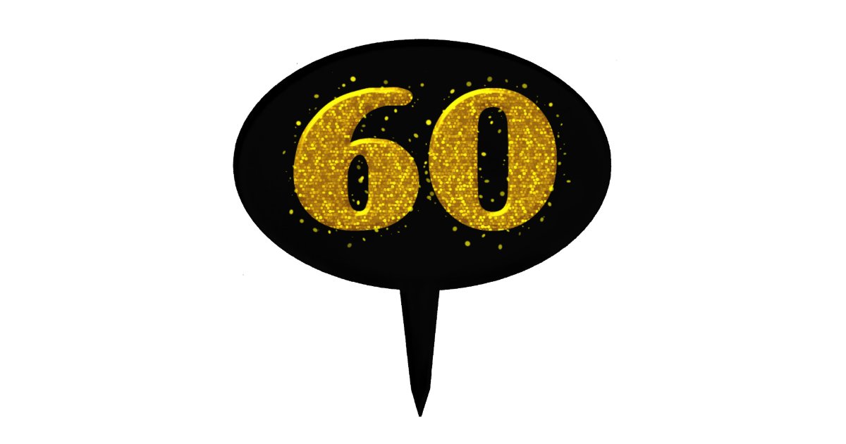 Gold Sparkle 60th Celebration Cake Topper | Zazzle