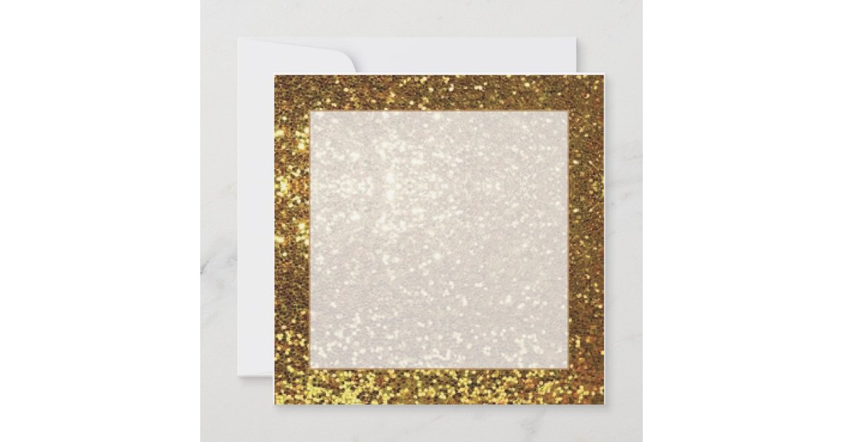 Gold sparkle background square invitation | Zazzle