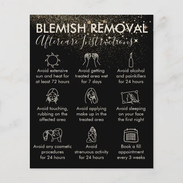 Gold Sparkle Blemish Removal aftercare Budget Flyer | Zazzle