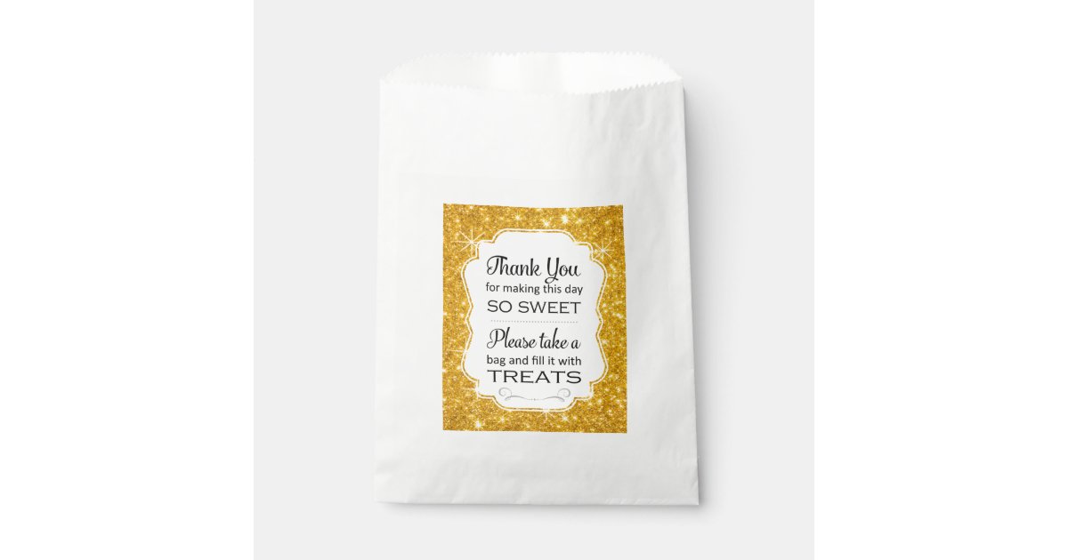 Gold Sparkle Candy Bar Wedding Favor Bag | Zazzle