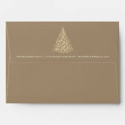 Gold Sparkle Christmas Tree Kraft Holiday Envelope | Zazzle