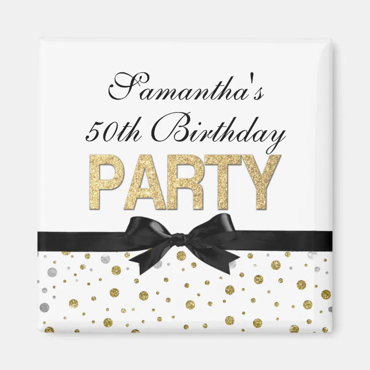Gold Sparkle Confetti 50th Birthday Party Magnet | Zazzle