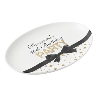 Gold Sparkle Confetti 50th Birthday Party Porcelain Serving Platter ...