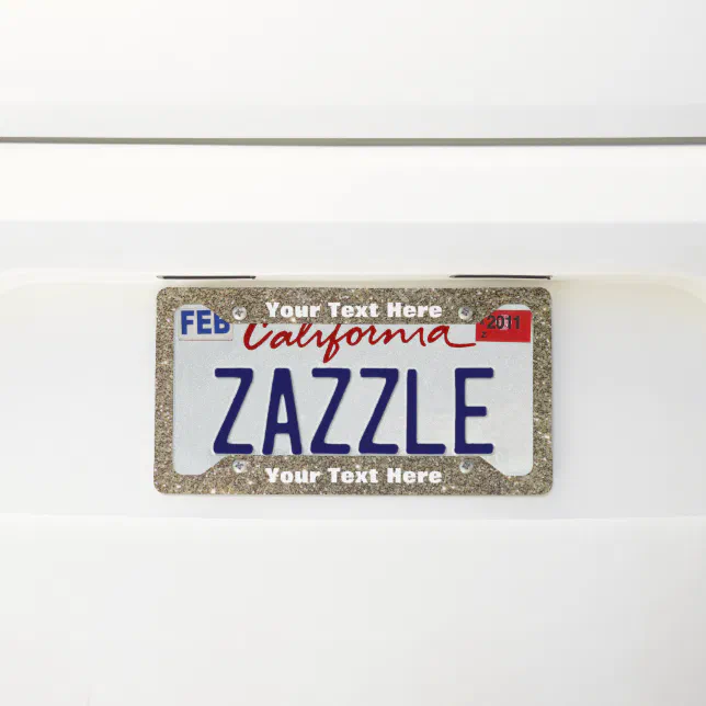 Gold Sparkle Custom Message License Plate License Plate Frame | Zazzle