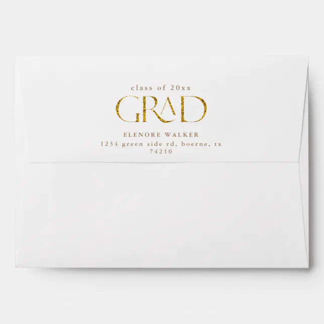 Gold Sparkle Elegant Script Graduate Envelope | Zazzle