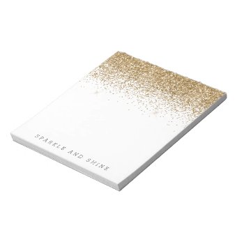 Gold Sparkle Faux Glitter Notepad | Zazzle