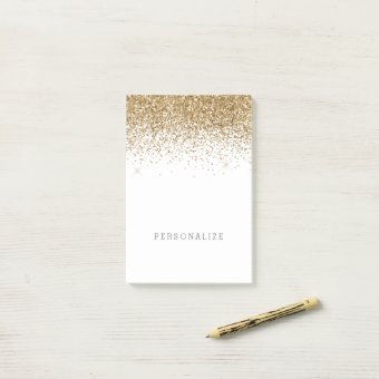 Gold Sparkle Faux Glitter Post-it Notes | Zazzle