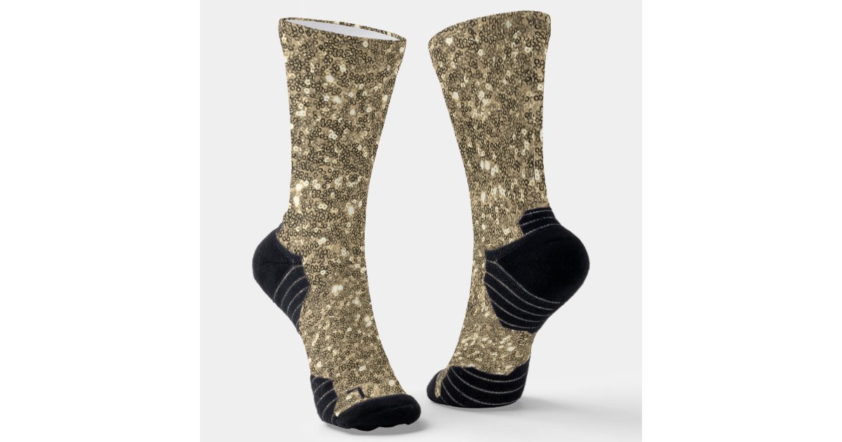 Gold Sparkle Faux Glitter Socks | Zazzle