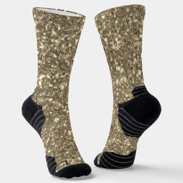 Gold Sparkle Faux Glitter Socks | Zazzle