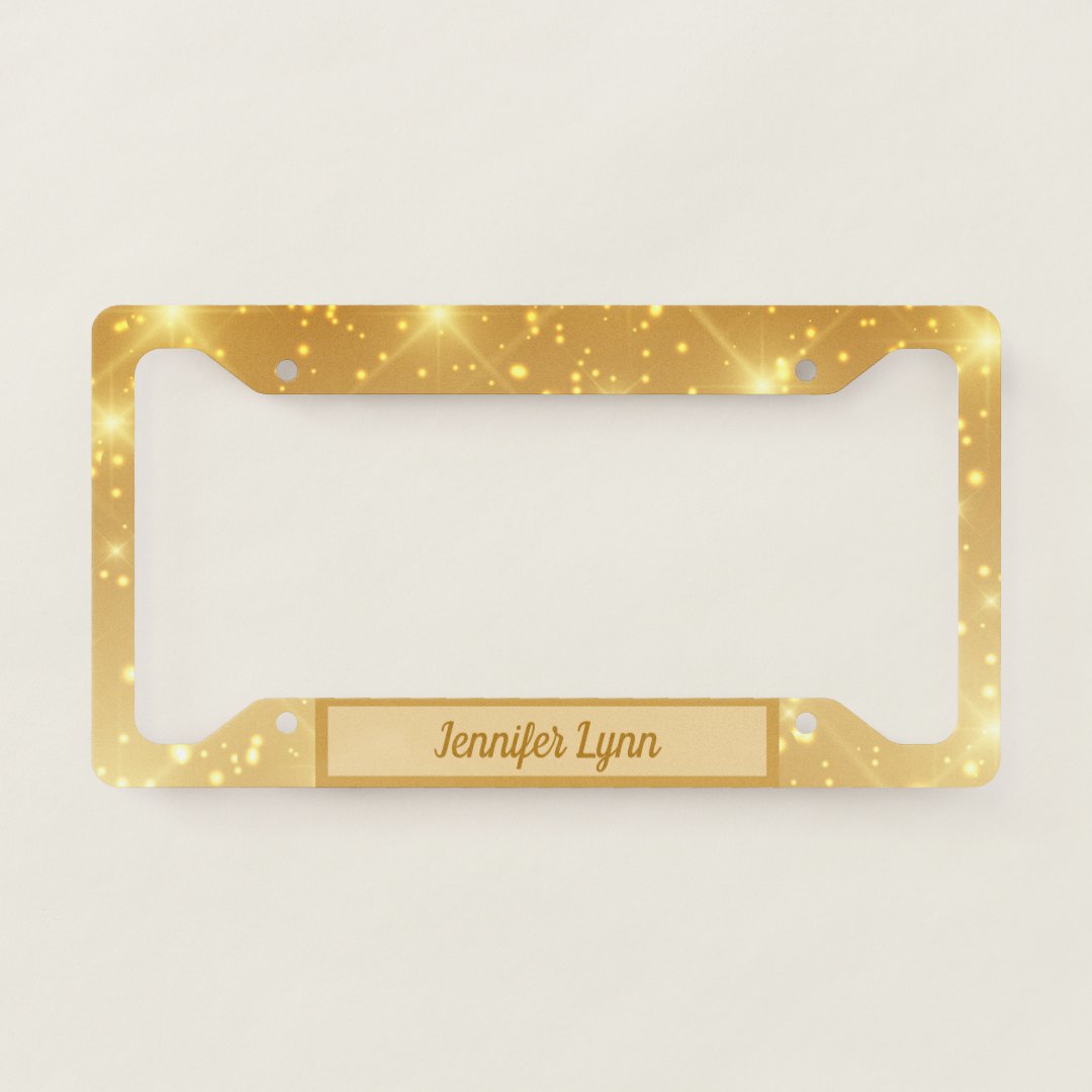 Gold Sparkle Glam Elegant Personalized Girly License Plate Frame Zazzle gold-sparkle-glam-elegant-personalized-girly-license-plate-frame-zazzle