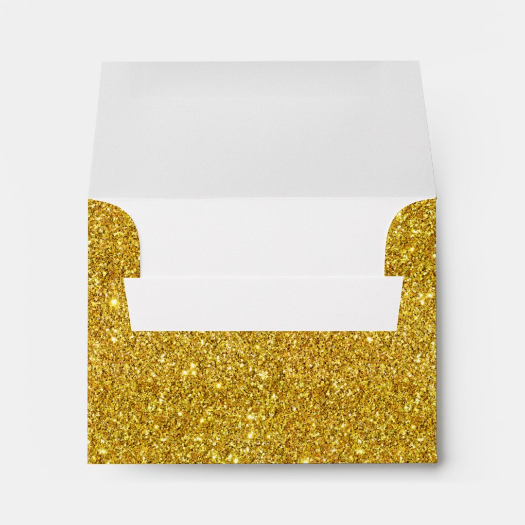 Gold Sparkle Glitter Invitation Envelope | Zazzle