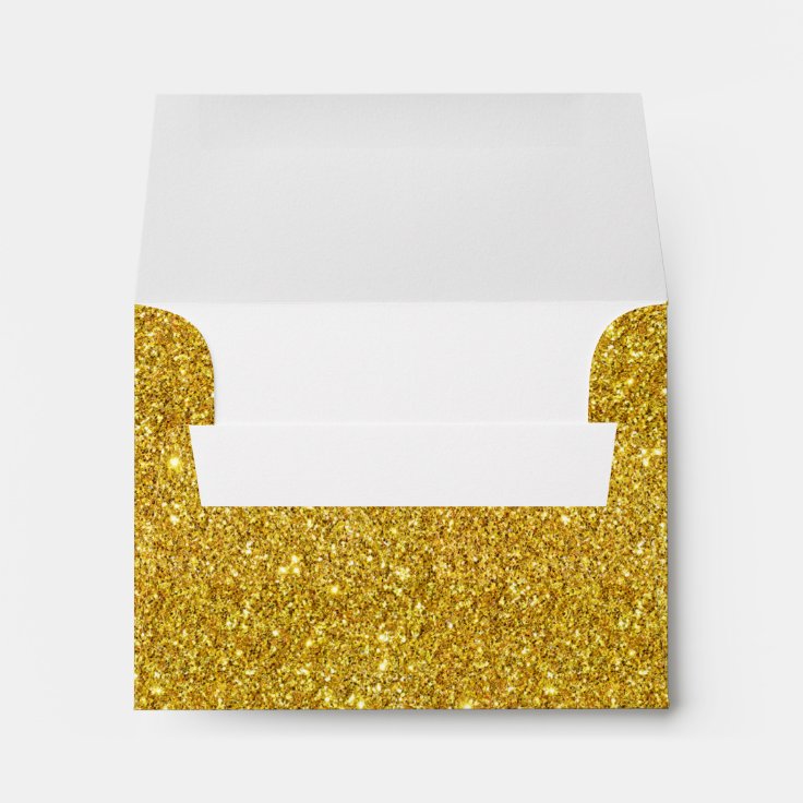 Gold Sparkle Glitter Invitation Envelope | Zazzle
