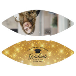 Gold Sparkle Graduation Chic Custom Graduate Photo Football | Zazzle